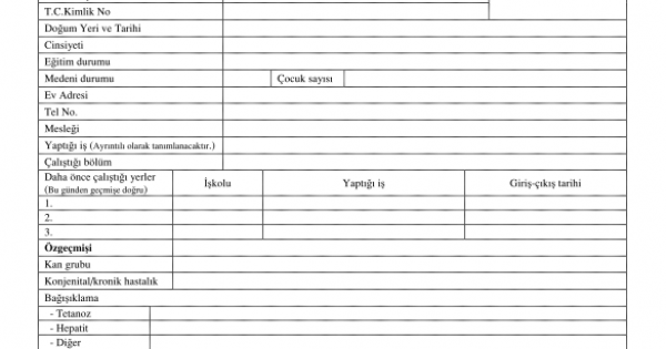 İşe Giriş Periyodik Muayene Formu Ek-2